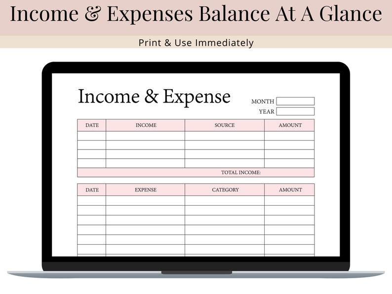 Income Tracker, Expense Tracker, Monthly Income Statement, Spending Log ...