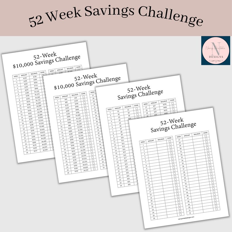 Saving Challenge Printable, Money Saving Binder, 52 Week Challenge ...