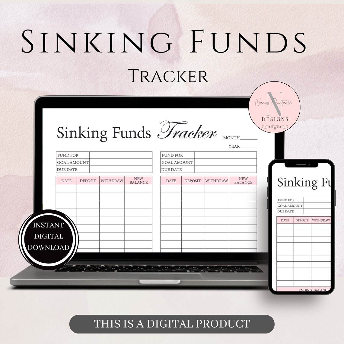 Sinking Funds Tracker, Printable Financial Savings Tracker, Budget ...