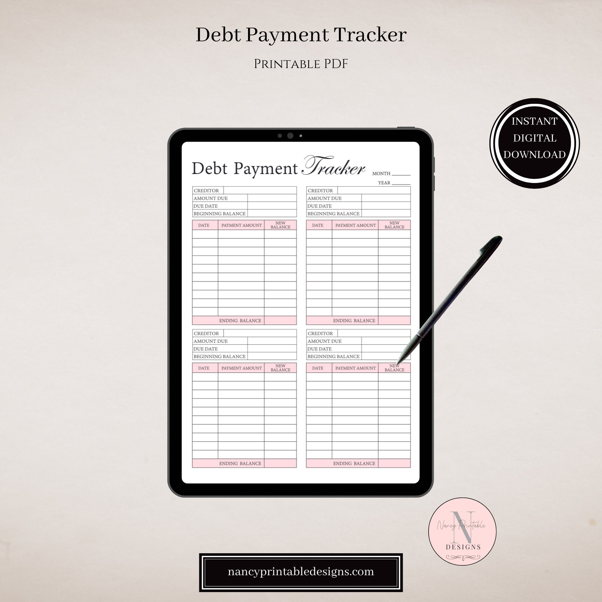 Debt Payment Tracker, Debt Payoff Chart, Digital Debt Tracker, Debt ...
