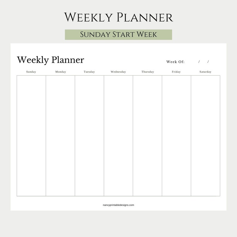 Weekly Planner, Digital Weekly Schedule, Week at a Glance Planner ...