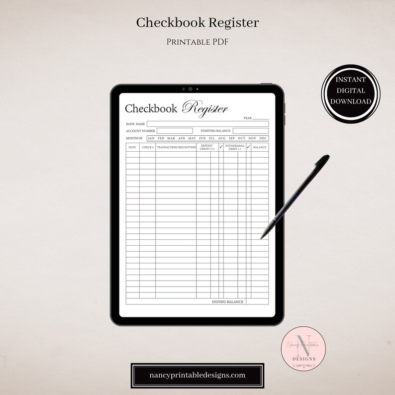 Printable Checkbook Register Template Checkbook Log Expense - Etsy