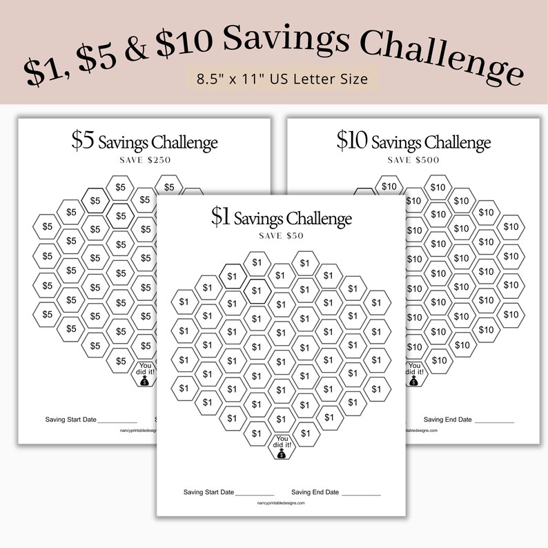 Saving Challenge, Budgeting, Printable Saving Challenge, Budget Tracker ...
