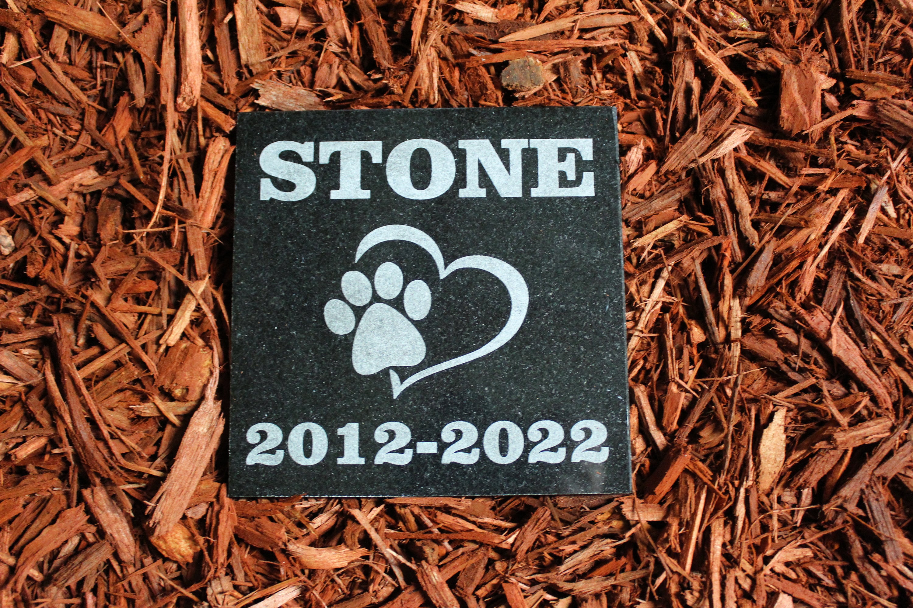 Granite Pet Memorial Stone for Dog or Cat Custom Laser Engraved ...