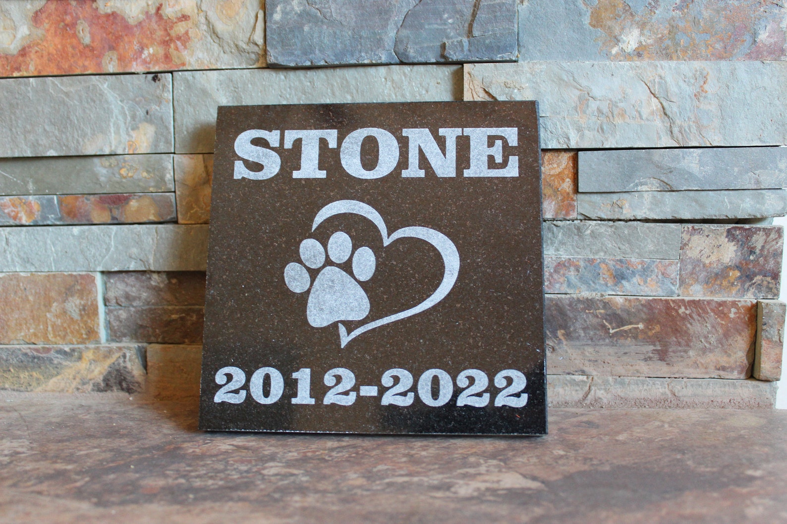 Granite Pet Memorial Stone for Dog or Cat Custom Laser Engraved ...