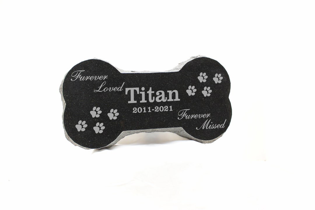 Granite Pet Memorial Stone Dog Bone Custom Laser Engraved Personalized ...