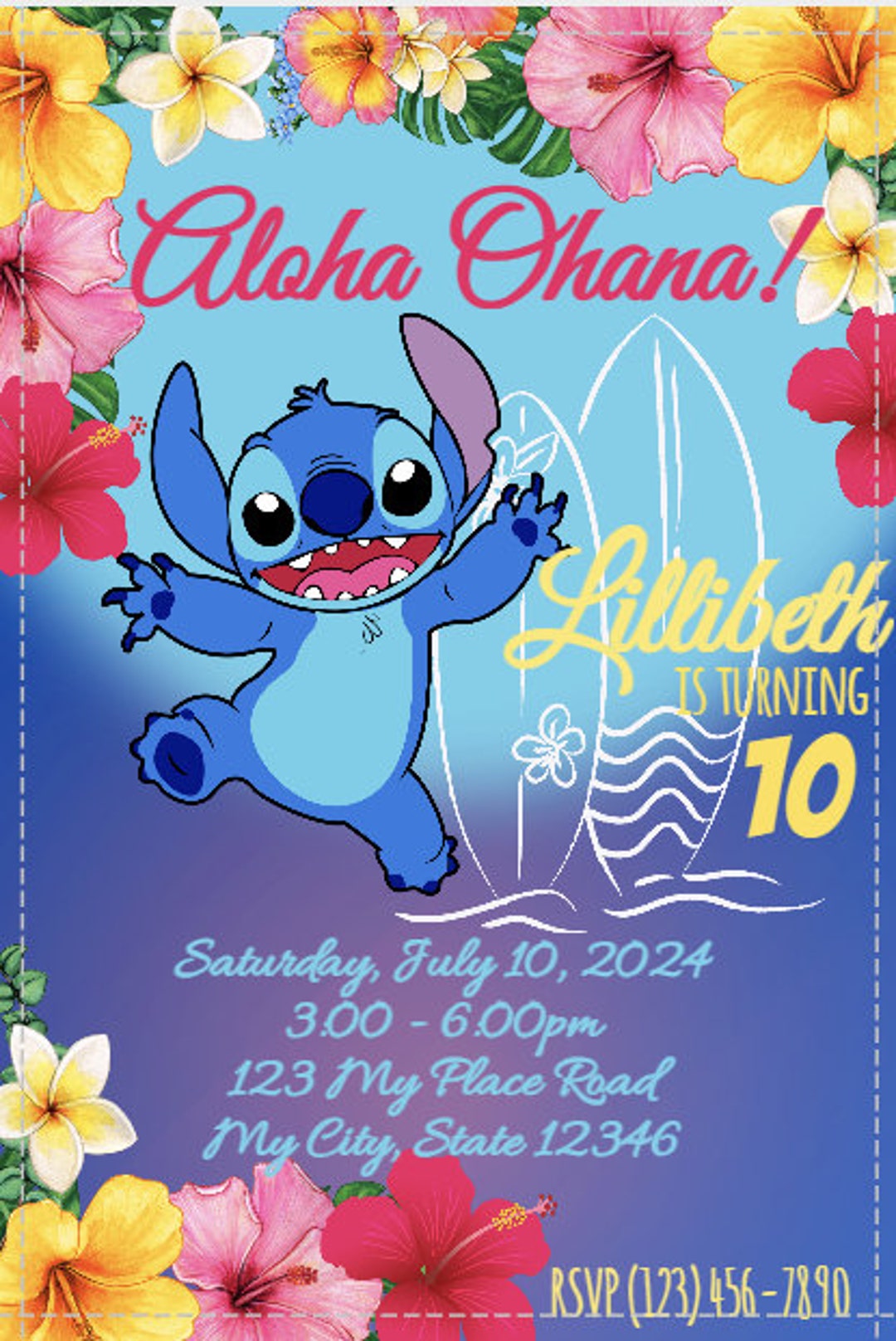 Editable STITCH Birthday Invitation on Corjl - Etsy