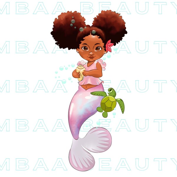 Afro Mermaid Clipart - Etsy