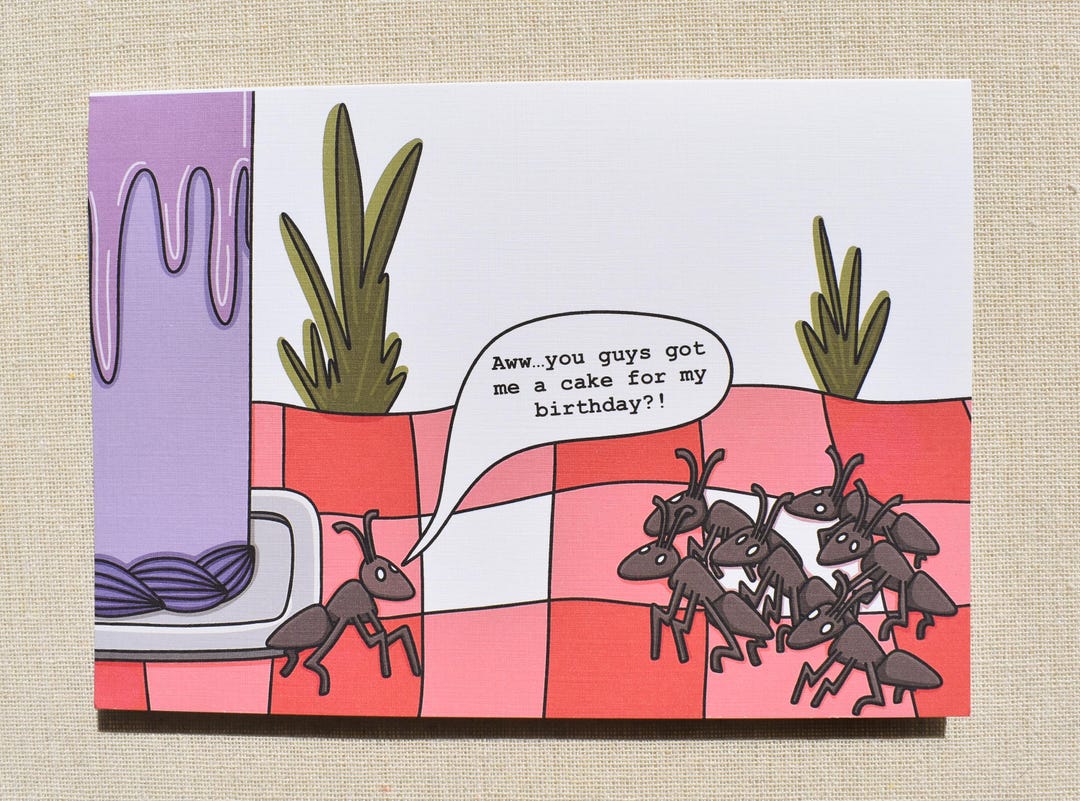 Funny Birthday Card – Ants Steal the Cake – Birthday Party Disaster ...