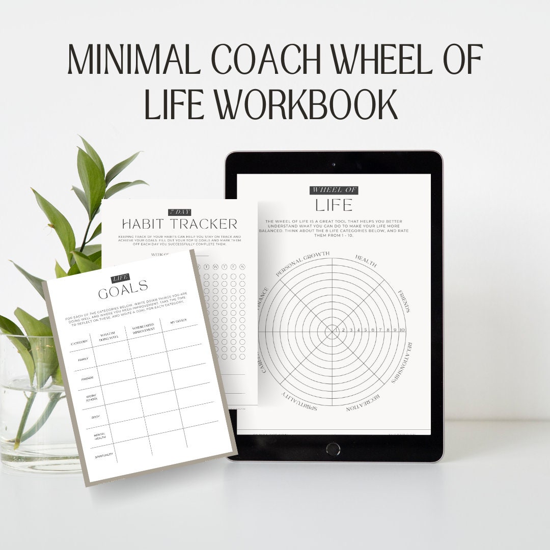 Minimal Coach Wheel of Life Workbook Worksheets, Wheel of Life Prints ...