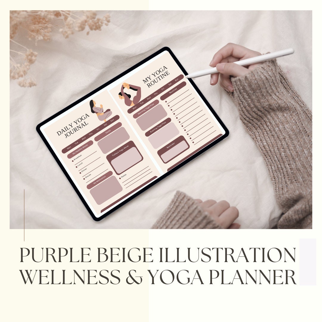 Brown Beige Illustration Wellness & Yoga Planner Yoga Gifts - Etsy