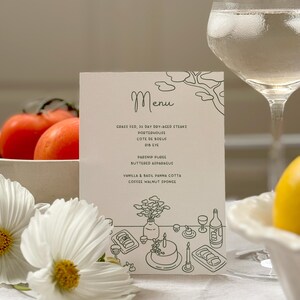 Minimal Hand Drawn Dinner Party Menu Invitation, Reception Dinner ...