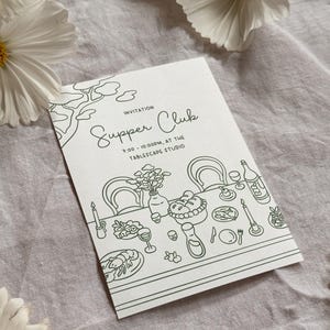 Minimal Dinner Party Invite, Supper Club Invitation, Birthday Party ...