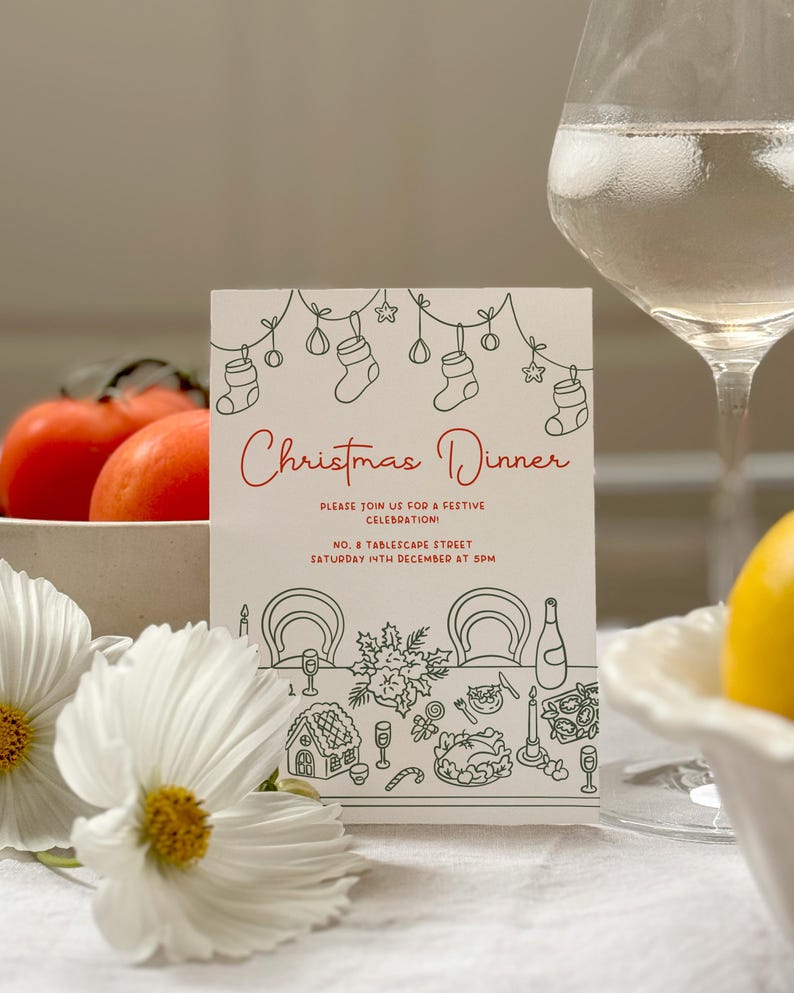 Christmas Dinner Party Invitation Template, Roast Dinner Party Invite ...