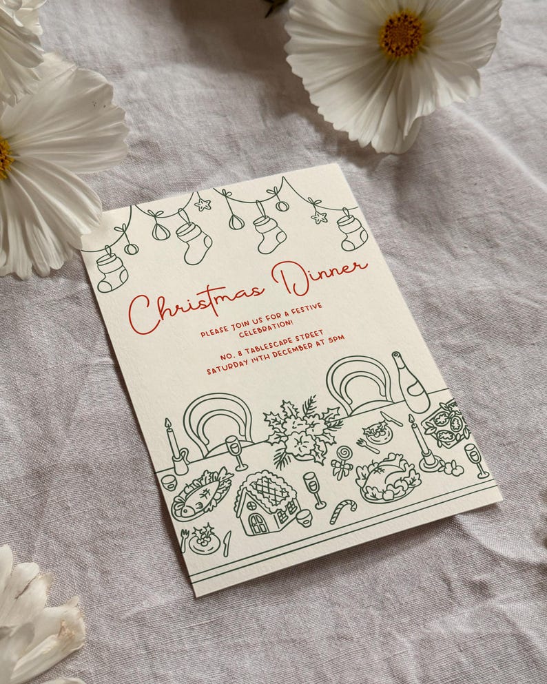 Christmas Dinner Party Invitation Template, Roast Dinner Party Invite ...