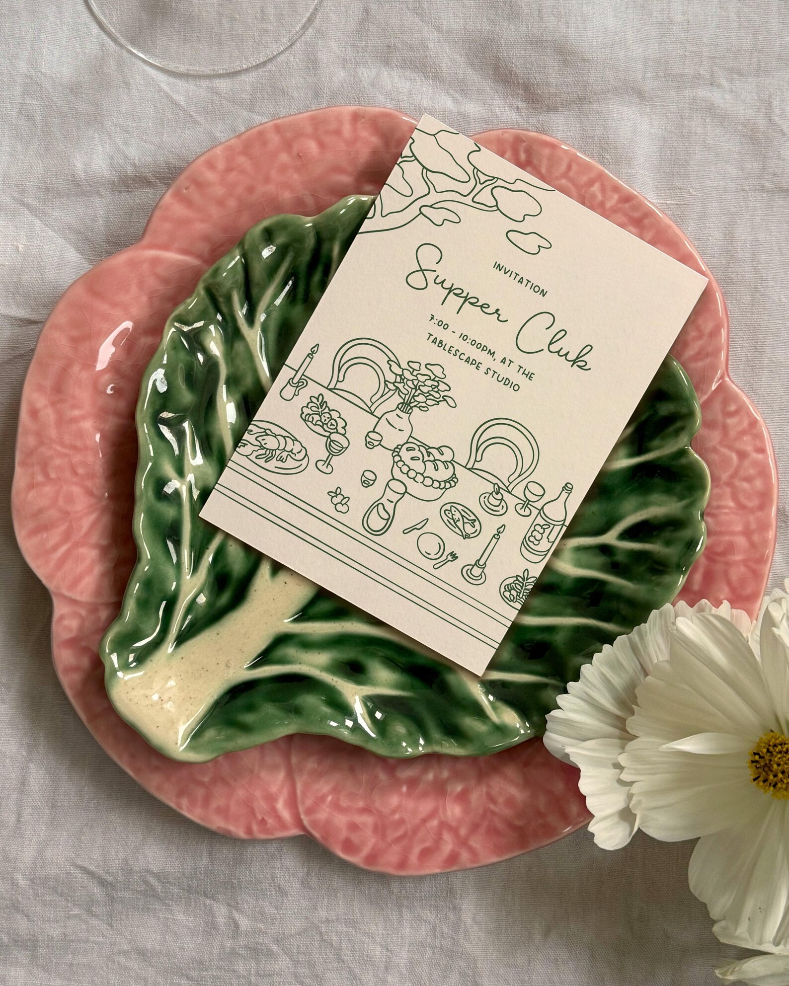 Minimal Dinner Party Invite, Supper Club Invitation, Birthday Party ...