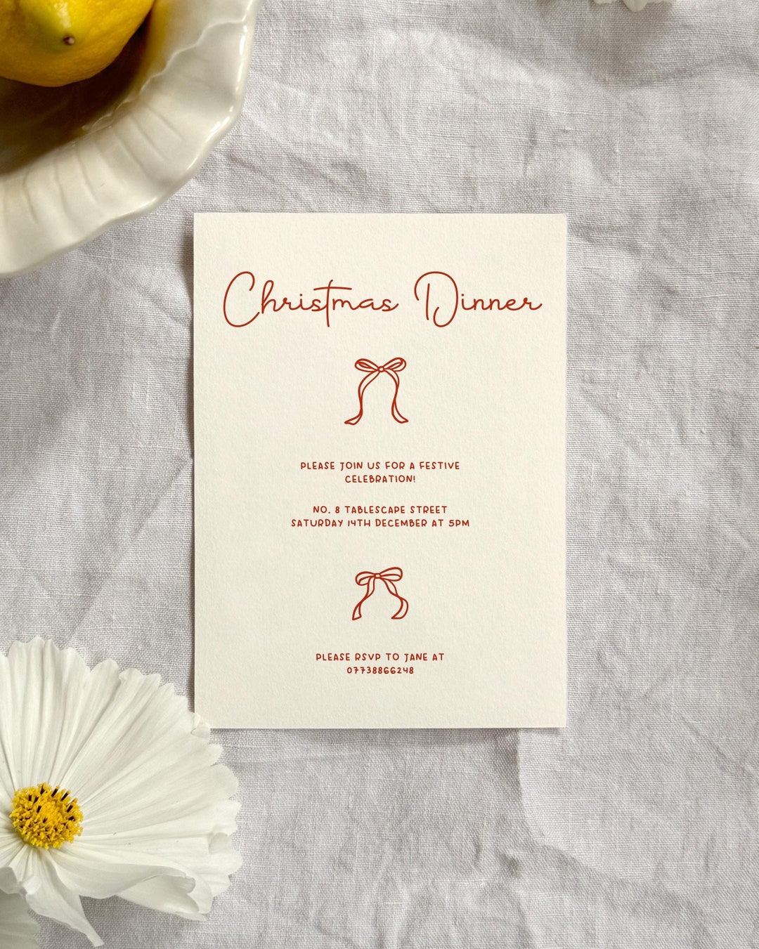Minimal Christmas Dinner Party Invite, Roast Dinner Celebration ...