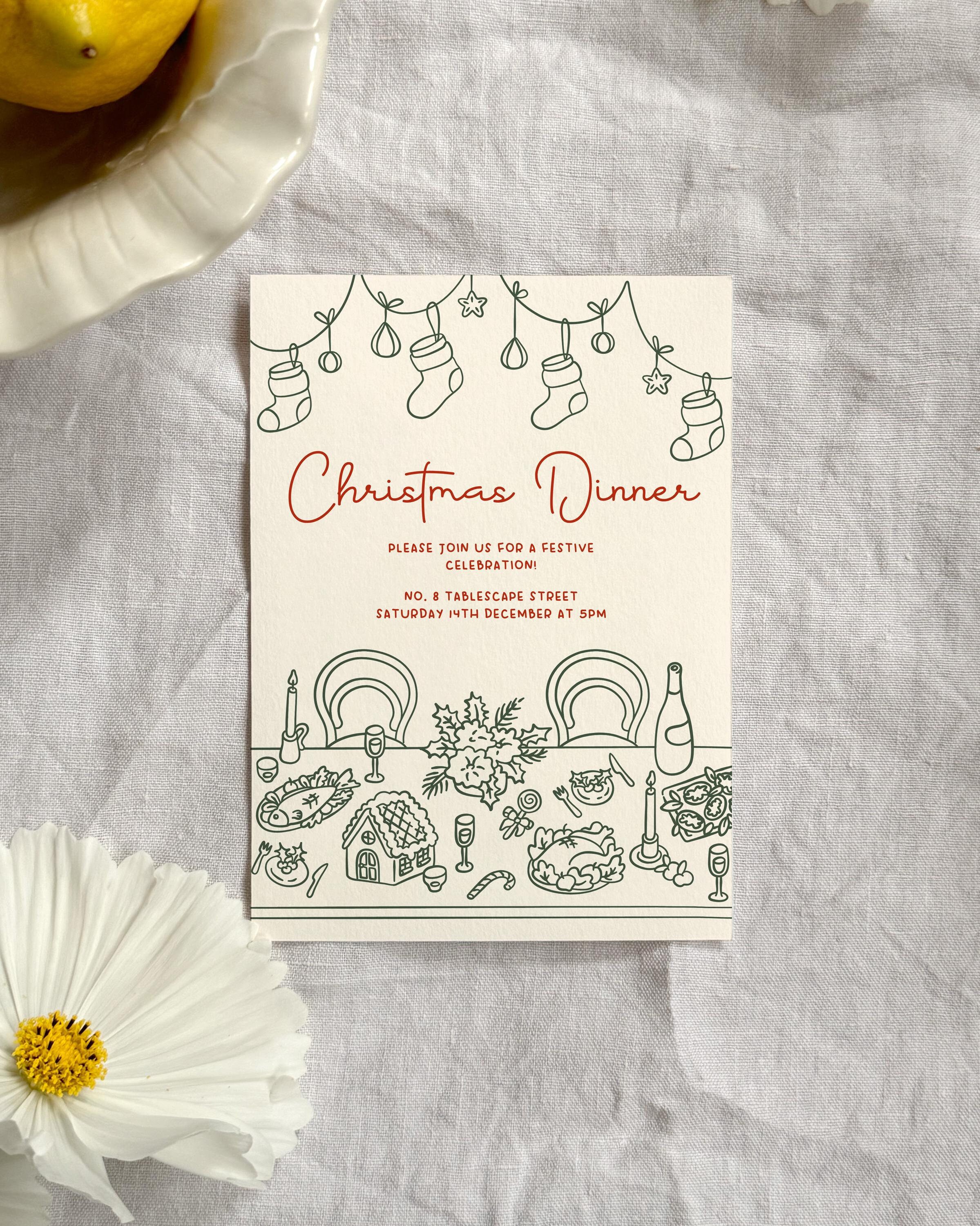 Christmas Dinner Party Invitation Template, Roast Dinner Party Invite ...