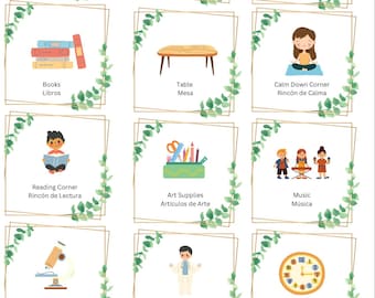 Spanish to English Classroom Labels and Picture Cards - Etsy
