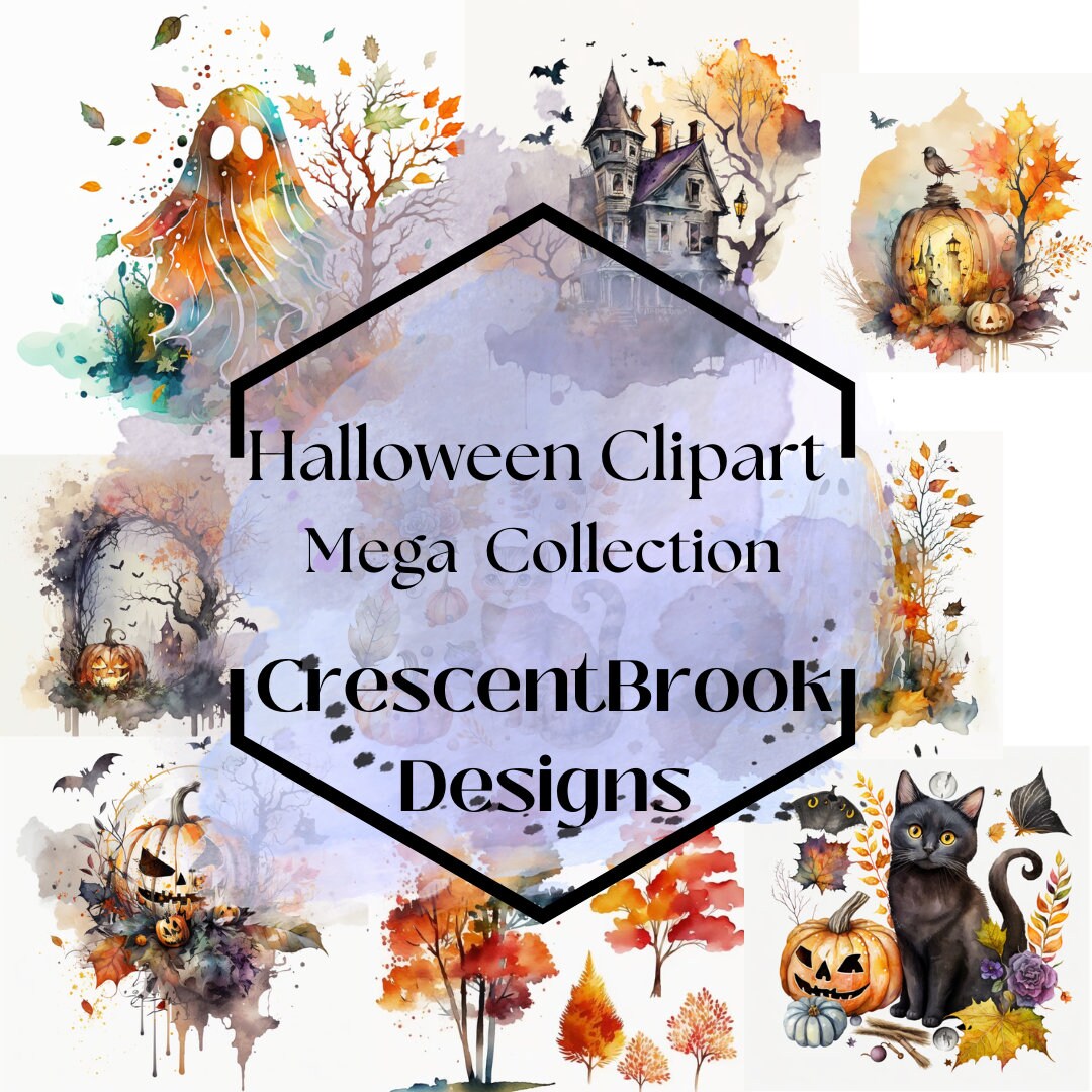 30 Printable Watercolor Clipart Halloween Mega Bundle - Etsy