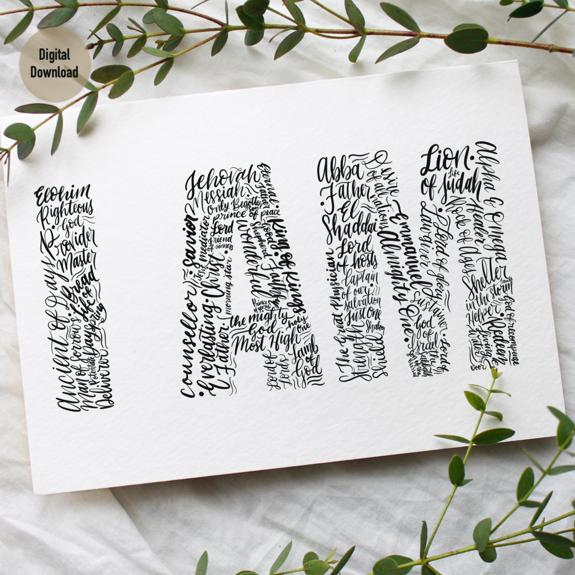 Names of God, Scripture Art Download, Scripture Word Art, King James ...