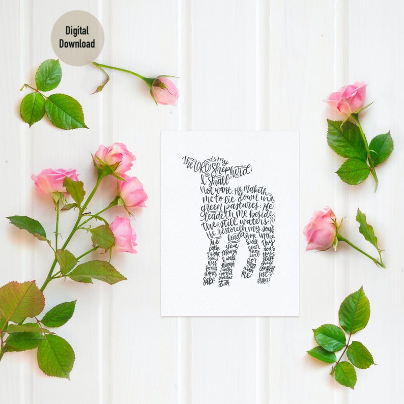 Psalm 23 the Lord is My Shepherd Digital Print, KJV Easter Gift ...
