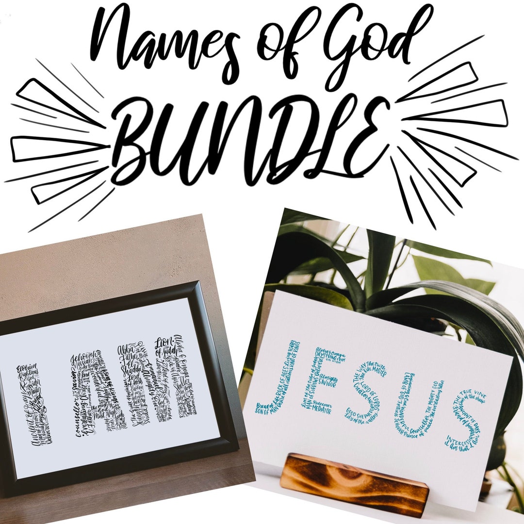 BUNDLE of Names of God Scripture Art Download. Set of Two Scripture ...