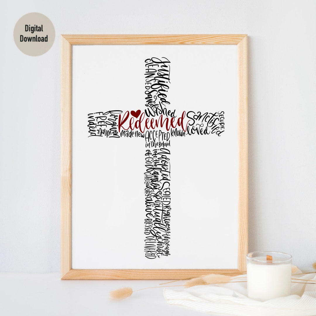 Cross Word Art Printable for Christian Home Decor, Gift for Mom or Dad ...