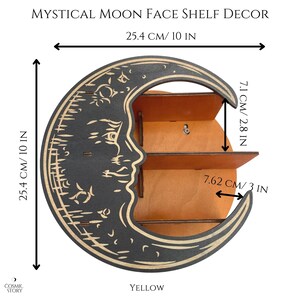 Mystical Moon Face Yellow Shelf Décor, Wall Décor, Crystal Storage ...