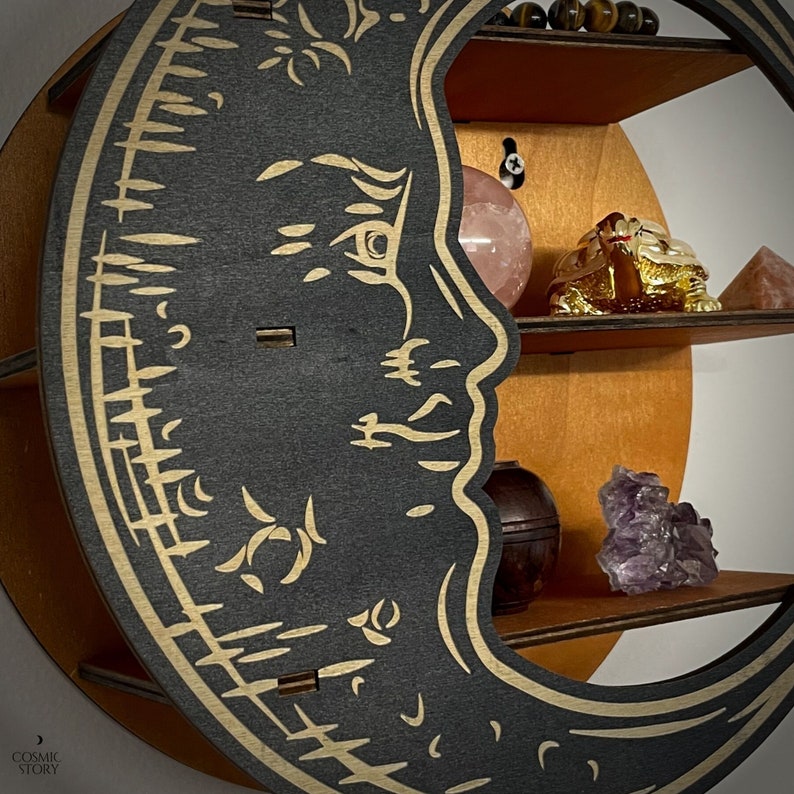 Mystical Moon Face Yellow Shelf Décor Wall Décor Crystal - Etsy