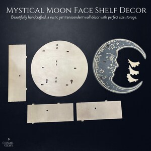 Mystical Moon Face Yellow Shelf Décor, Wall Décor, Crystal Storage ...