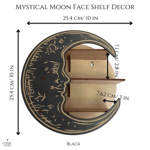 Mystical Moon Face Black Shelf Décor, Wall Décor, Crystal Storage Black ...