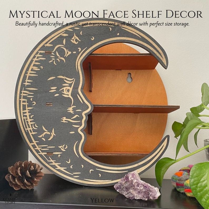 Mystical Moon Face Yellow Shelf Décor Wall Décor Crystal - Etsy