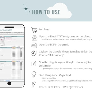 Weekly Digital Planner: Google Sheets Calendar, Habit & Task Tracker ...