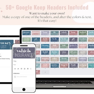 Google Keep Headers: 50 Canva Template Designs, Note Taking, Planner ...