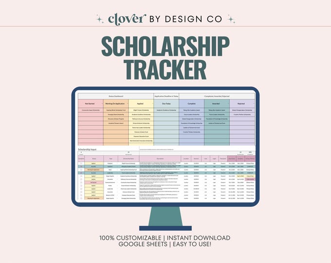 Printable Scholarship Database Table | Scholarship Application Tracker ...