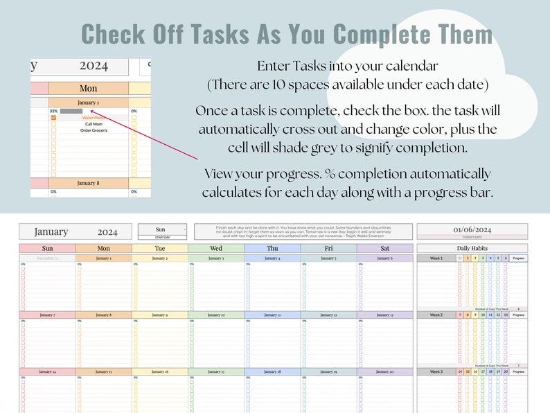Monthly Planner Google Sheets Template: Task & Habit Tracker (digital ...