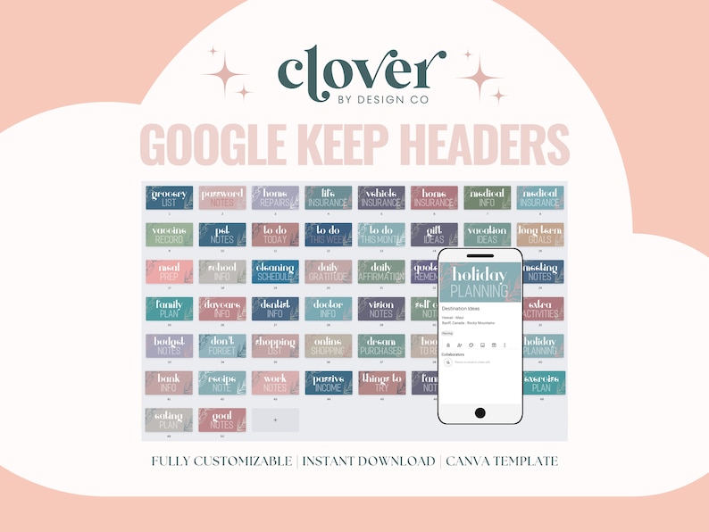 Google Keep Headers: 50 Canva Template Designs (digital Download ...