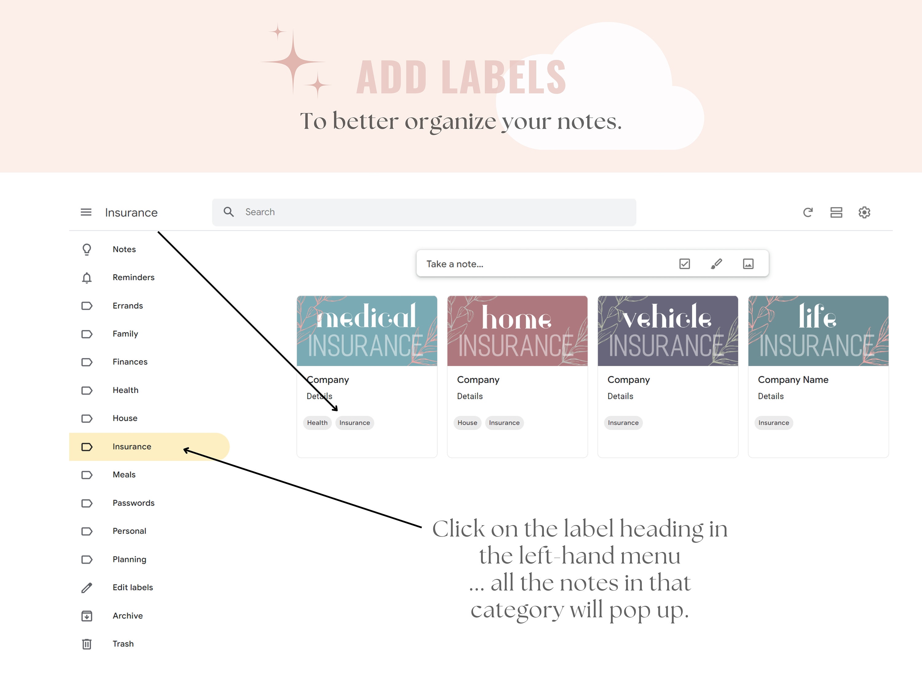 Google Keep Headers: 50 Canva Template Designs, Note Taking, Planner ...