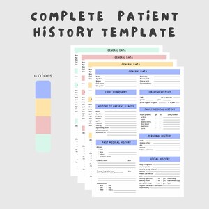 Complete Patient History Template PDF Digital Download - Etsy