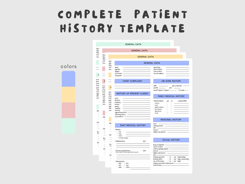 Complete Patient History Template PDF Digital Download - Etsy