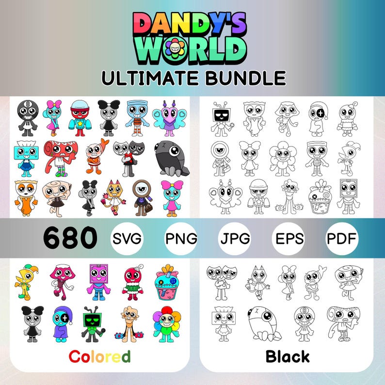 680 Dandy's World SVG Bundle Characters Gamer Birthday Party SVG Kids ...