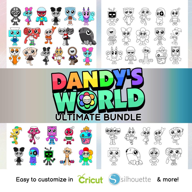 680 Dandy's World SVG Bundle Characters Gamer Birthday Party SVG Kids ...
