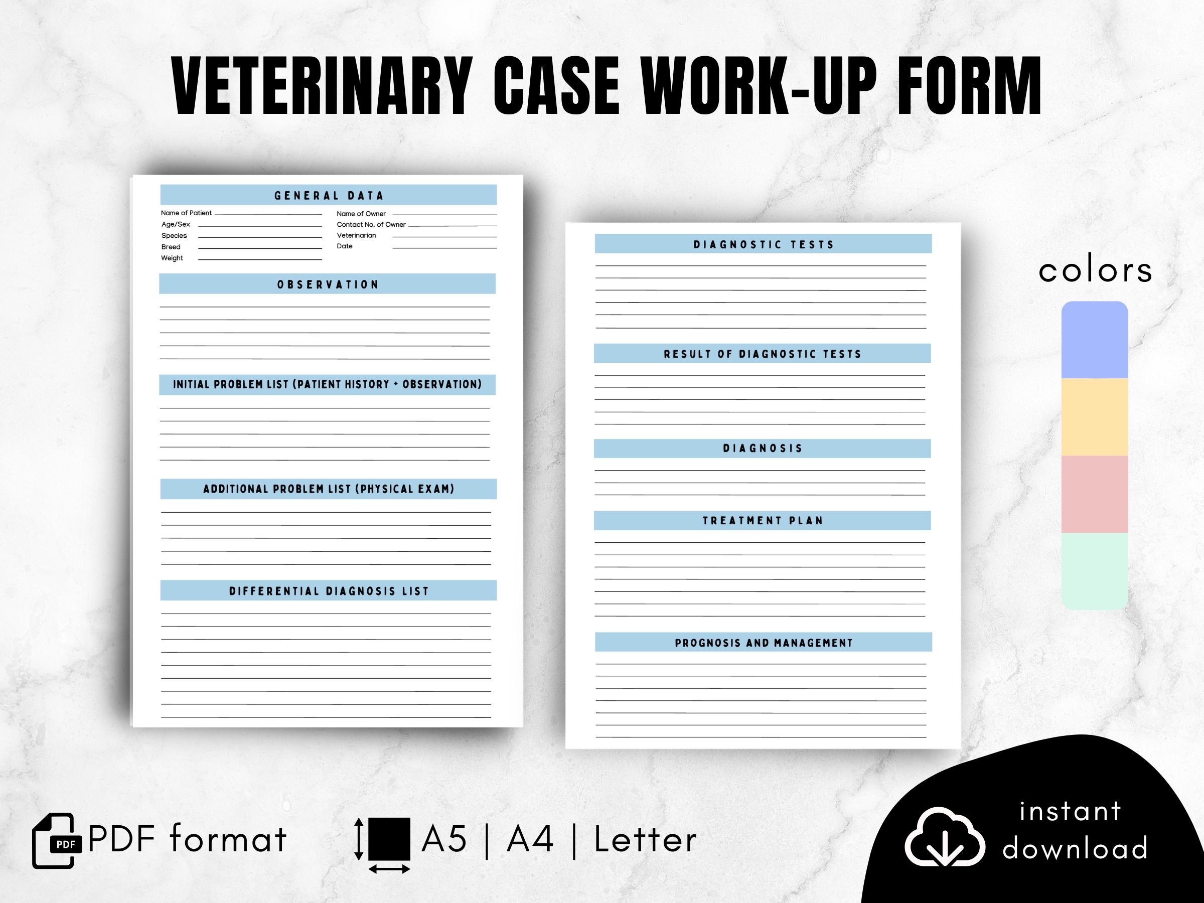 Veterinary Case Work-up Form for Vet Students, Vet Nurses, Vet Techs ...