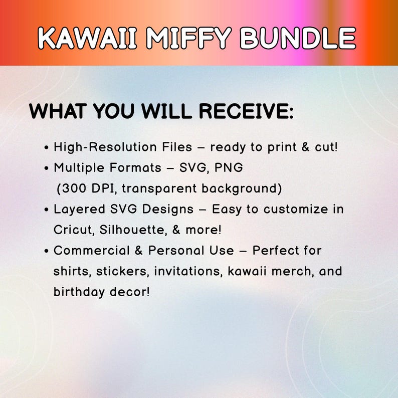 Kawaii Miffy SVG Bundle – Cute Bunny Clipart for Cricut, Silhouette ...