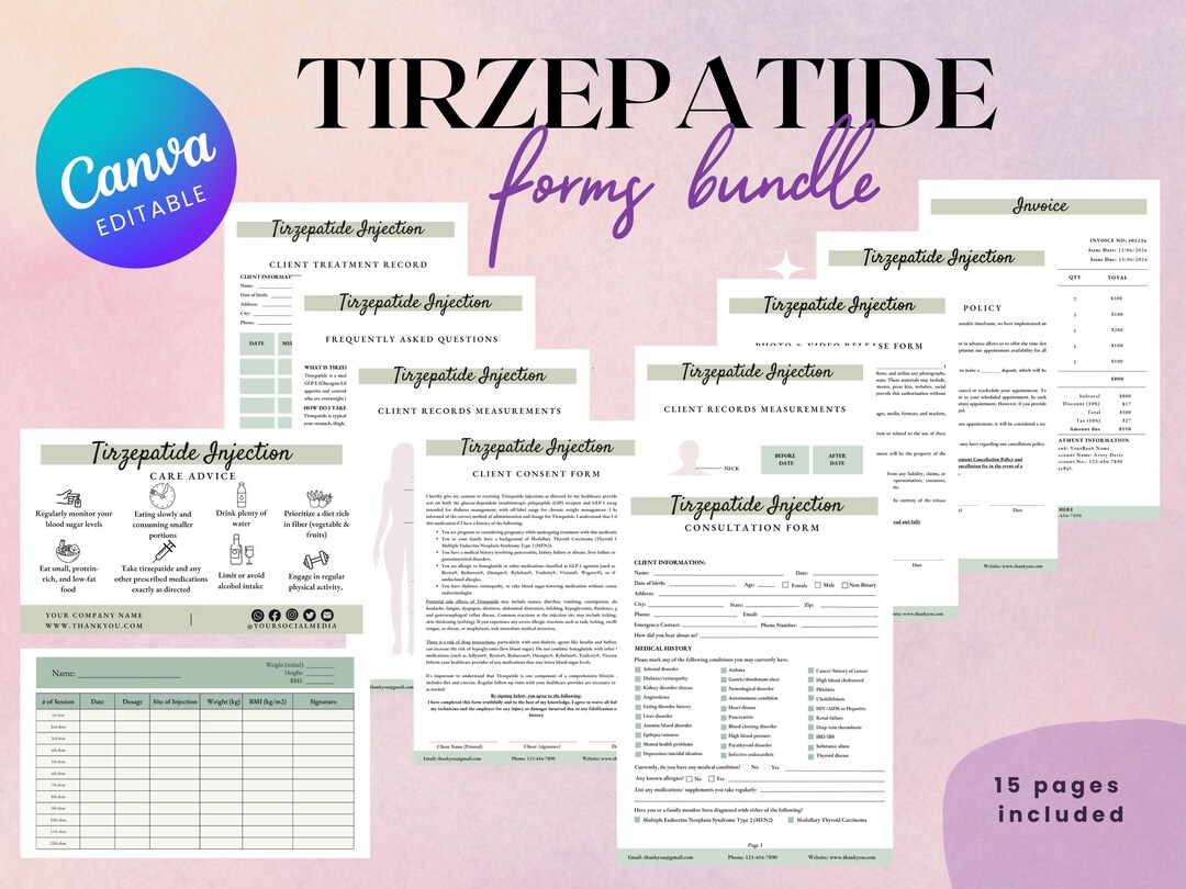 Tirzepatide Forms Bundle | Weight Loss Intake & Consent Forms | Med Spa ...