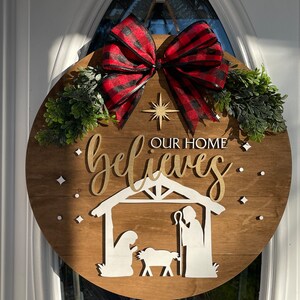 Our Home Believes Door Hanger, Christmas Door Hanger, Christmas Home ...