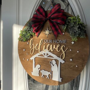 Our Home Believes Door Hanger, Christmas Door Hanger, Christmas Home ...