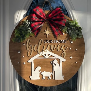 Our Home Believes Door Hanger, Christmas Door Hanger, Christmas Home ...