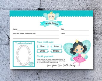 Printable Tooth Fairy Report for Boys /tooth Fairy Letter / Tooth Fairy ...